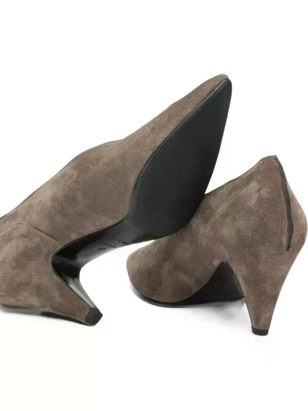 DEL CARLO Suede V-neck Pumps