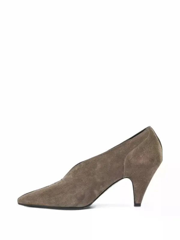 DEL CARLO Suede V-neck Pumps