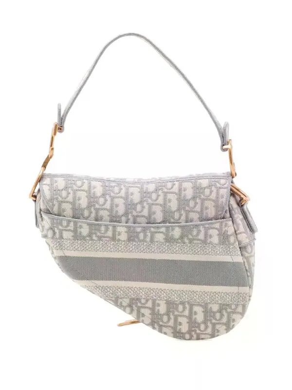 Dior 2010-2026 Oblique Embroidered Canvas Saddle Bag Shoulder Bag