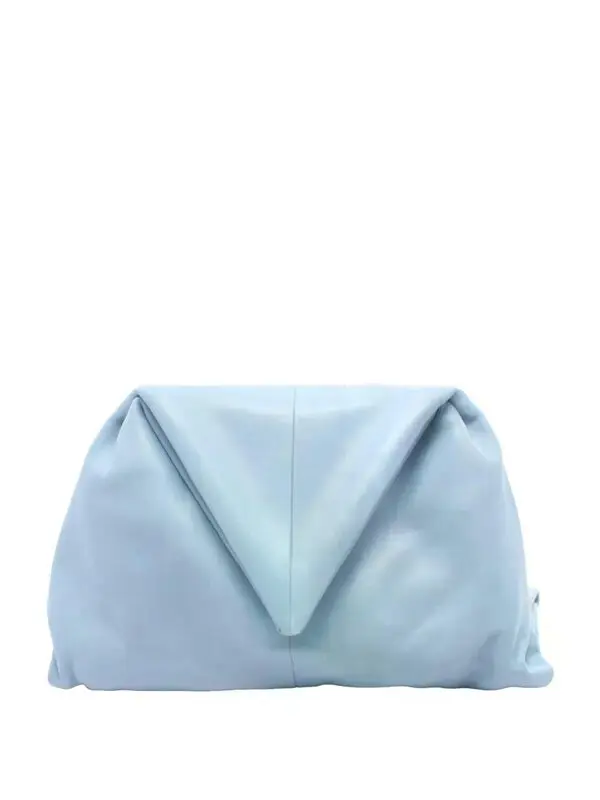 Bottega Veneta 2012-2026 Leather Bv Trine Angular Clutch Bag - Blue