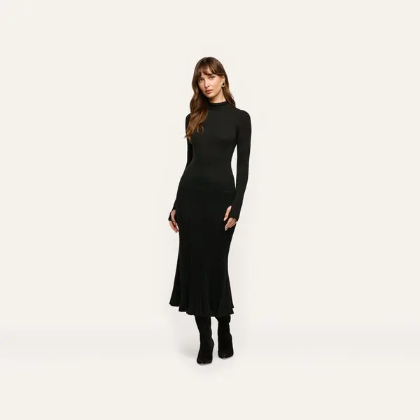 L'Agence Solaire Knit Dress - Black