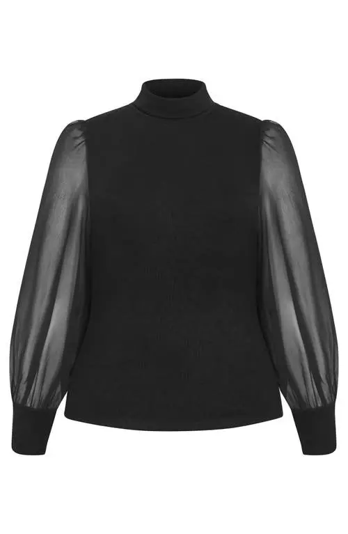 City Chic Sheer Sleeve Sweater