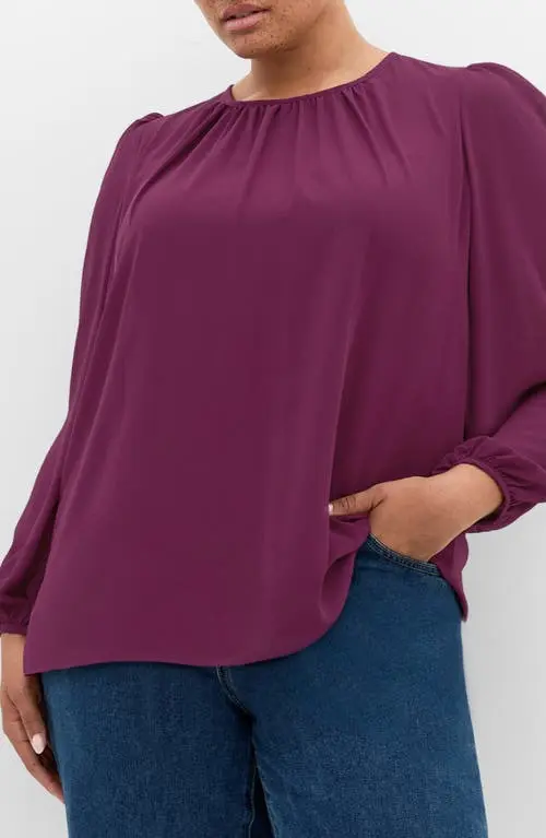 City Chic Kelly Sheer Sleeve Top - Jam