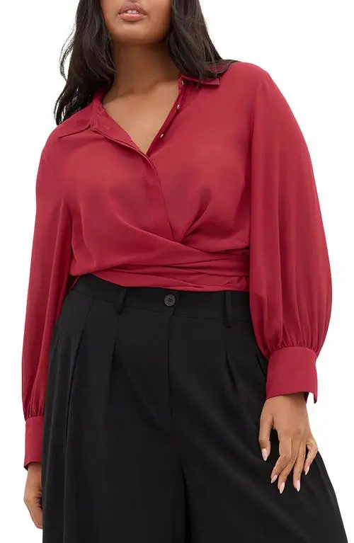 City Chic Jane Tie Hem Shirt - Sienna