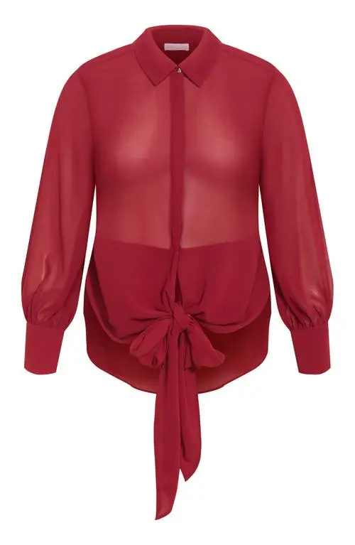 City Chic Jane Tie Hem Shirt - Sienna