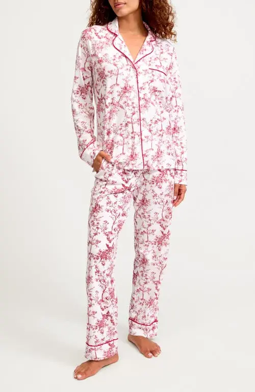 PETITE PLUME Toile Pima Cotton Pajamas - Red