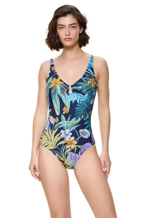 GOTTEX Paradise Beauty U Wire One Piece Swimsuit - Blue-multi