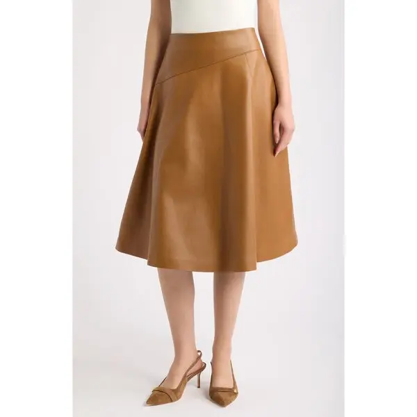 BOSS Sekana Leather Midi Skirt