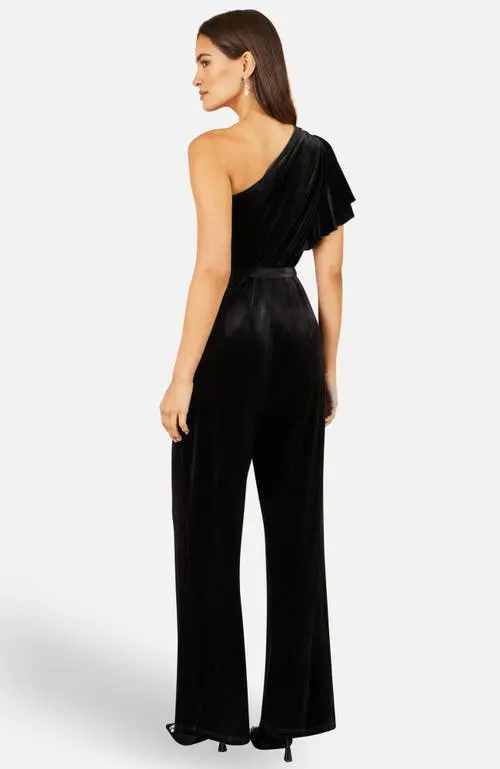 YUMI One Shoulder Velvet Jumpsuit