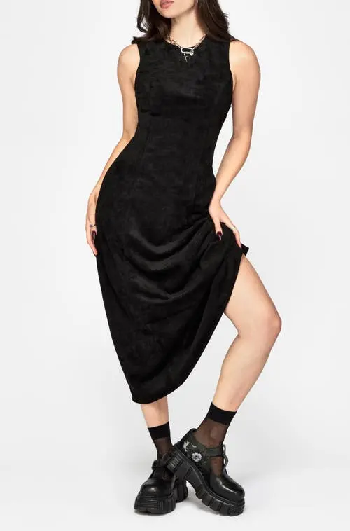 DISTURBIA Velis Suedette Strap Midi Dress