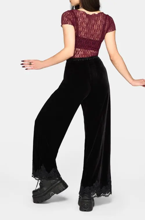 DISTURBIA Velis Velour Wide Leg Trouser