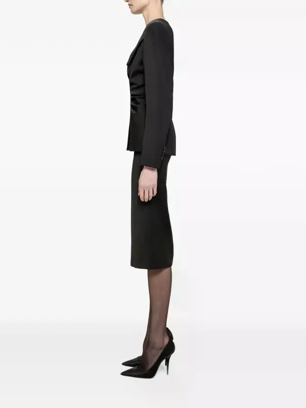 NISSA Wool-blend Button Detail Midi Skirt