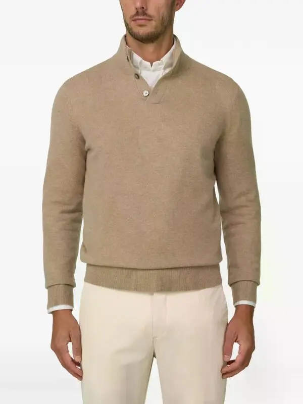 Boggi Milano Roll-neck Jumper Buttons In Wool Cashmere