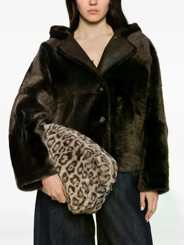 Apparis Jumbo Noor Leopard-print Faux-fur Clutch Bag - Brown