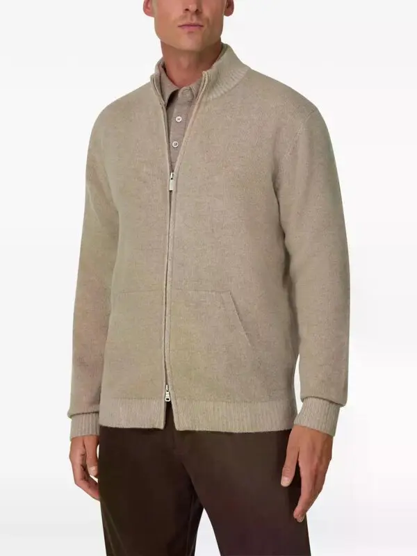 Boggi Milano Roll-neck Jumper Full-zip Cashmere Blend Plated