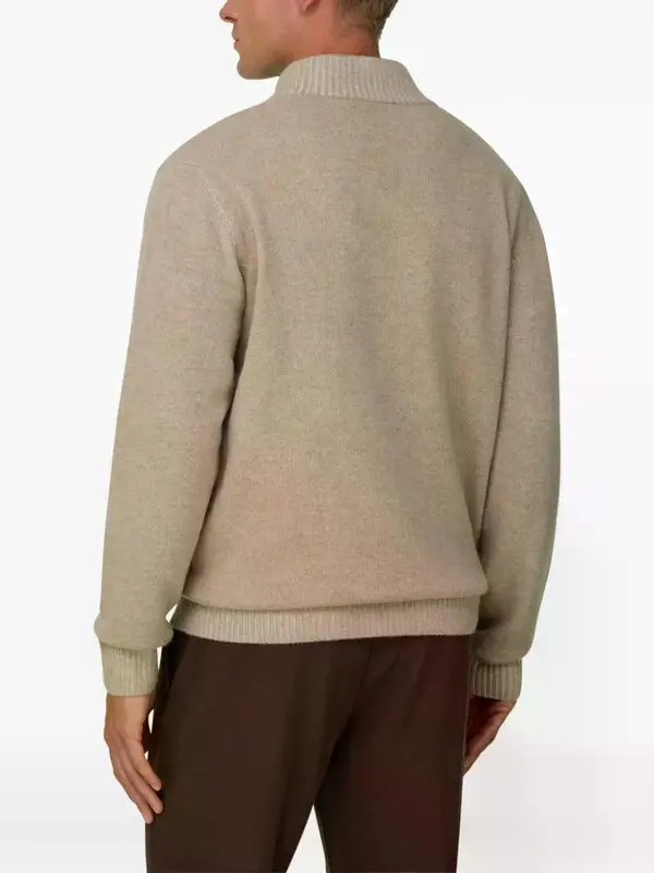 Boggi Milano Roll-neck Jumper Full-zip Cashmere Blend Plated