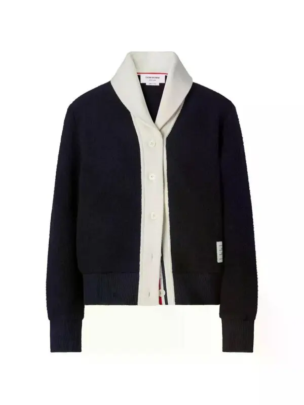 Thom Browne Wool Fleece Cardigan Jacket - Blue