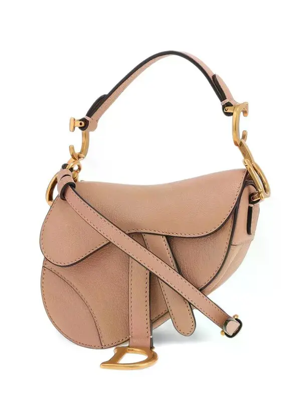 Dior Saddle Grained Leather Shoulder Bag - Neutrals