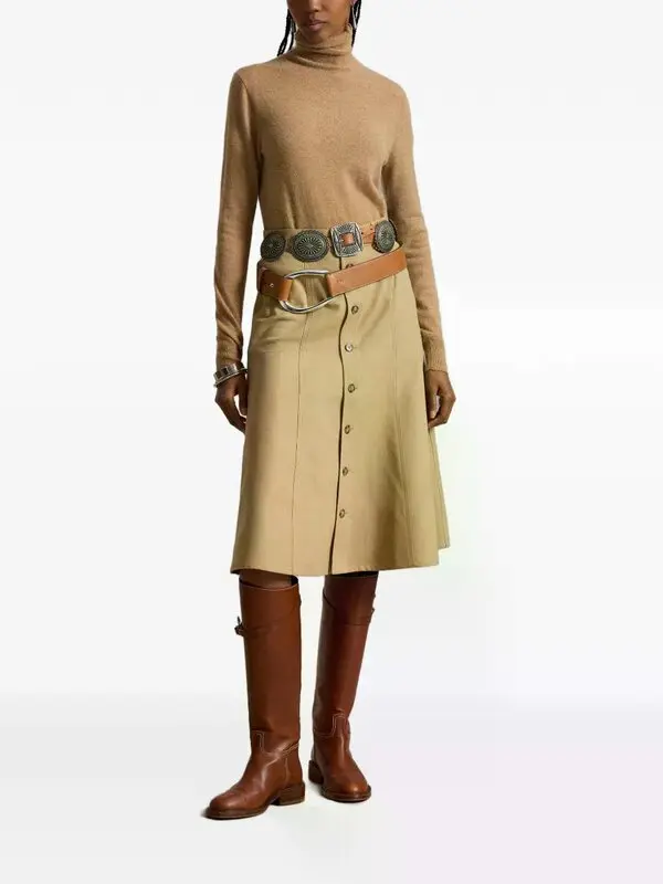 Polo Ralph Lauren Button-down Flared Midi Skirt - Neutrals