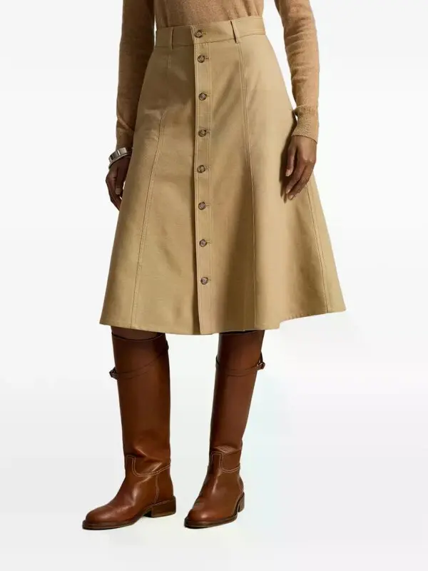 Polo Ralph Lauren Button-down Flared Midi Skirt