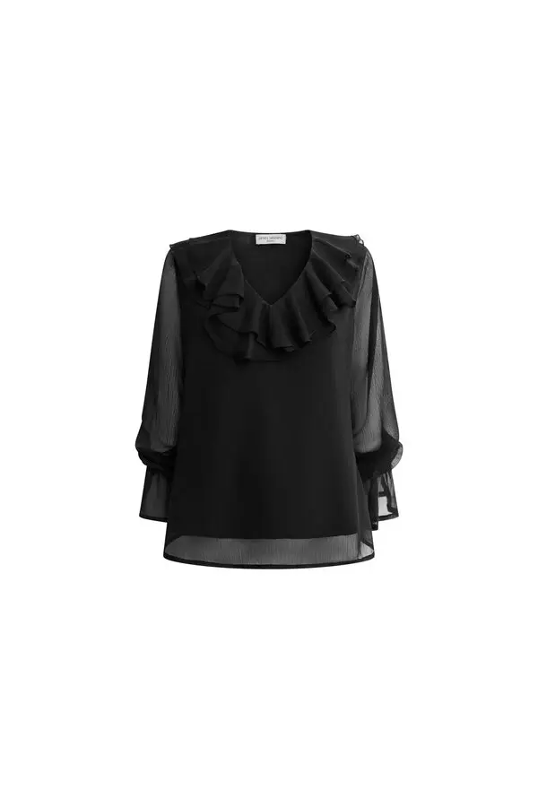 JAMES LAKELAND Ruffle Blouse - Black