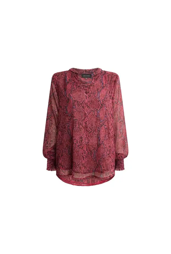 JAMES LAKELAND Burgundy Snake Print Blouse - Red