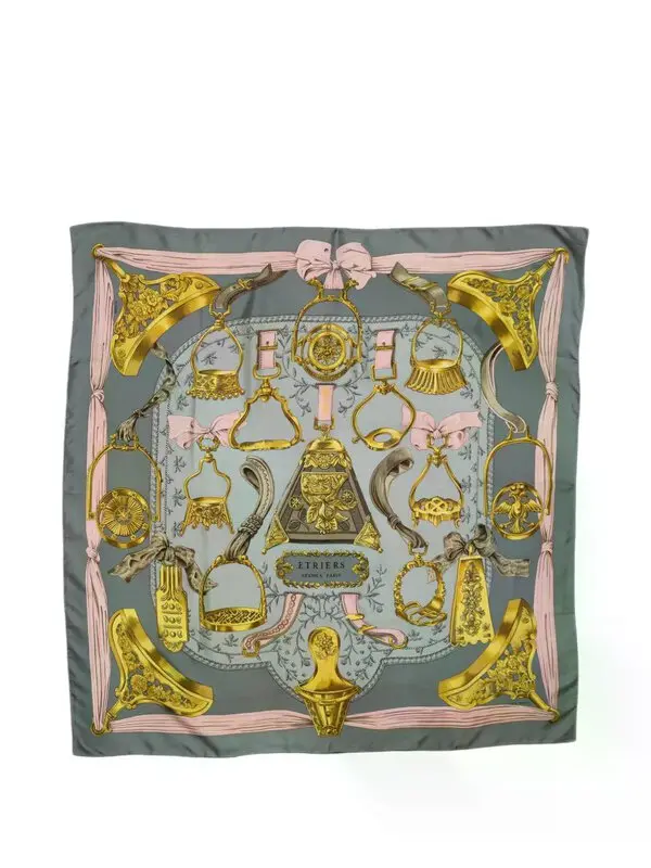 Hermès Etriers Graphic-print Scarf - Grey