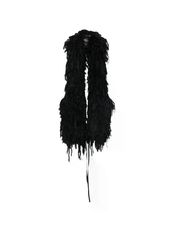 Isabel Benenato Fringed Scarf - Black