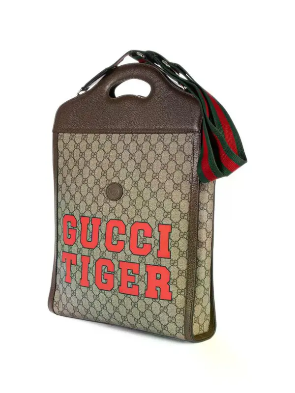 Gucci Tiger Gg Supreme Stripe-detail Tote Bag
