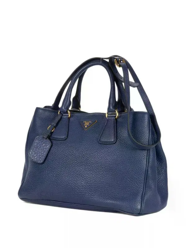 Prada Vitello Daino Double Zip Tote Bag - Blue