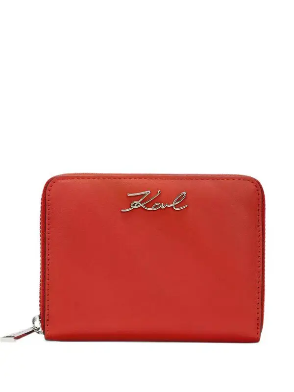 Karl Lagerfeld Medium K/signature Leather Wallet - Red