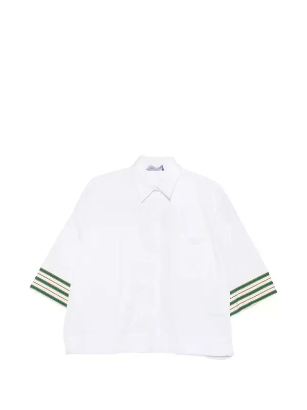 Lorena Antoniazzi Striped-cuff Short-sleeve Shirt - White