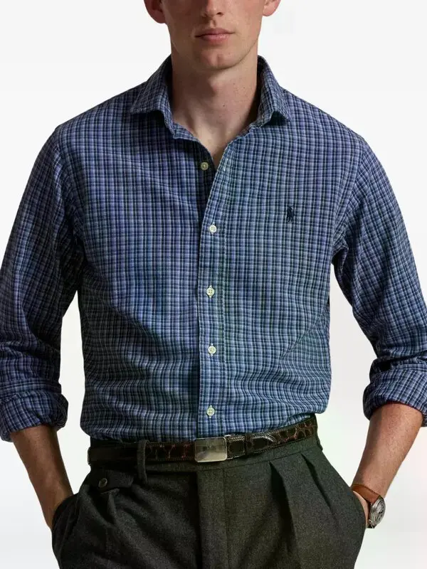 Polo Ralph Lauren Custom Fit Plaid Oxford Shirt - Blue