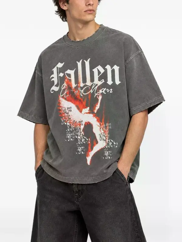 WARMAN Graphic-print Distressed T-shirt