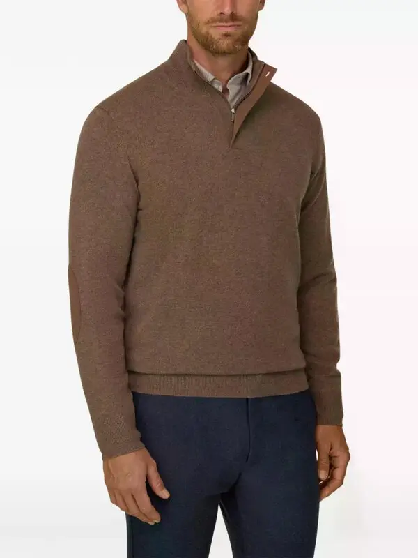 Boggi Milano Roll-neck Jumper Quarter-zip Wool Cashmere Mélange
