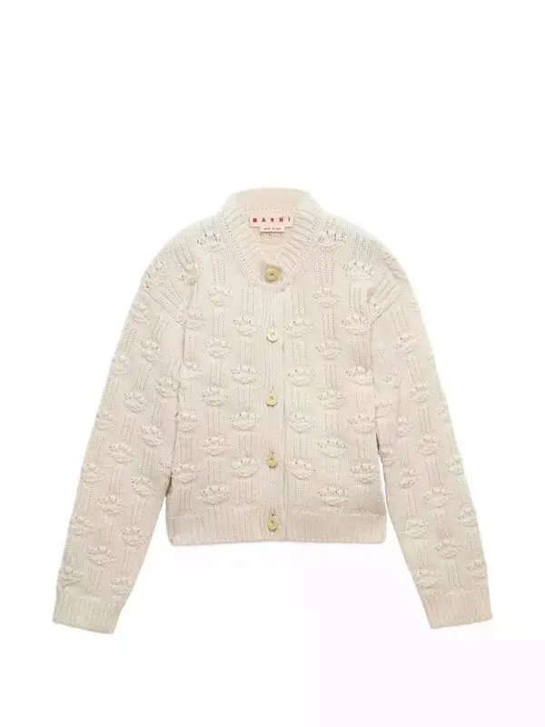 Marni White Fisherman Wool Cashmere Cardigan - Neutrals