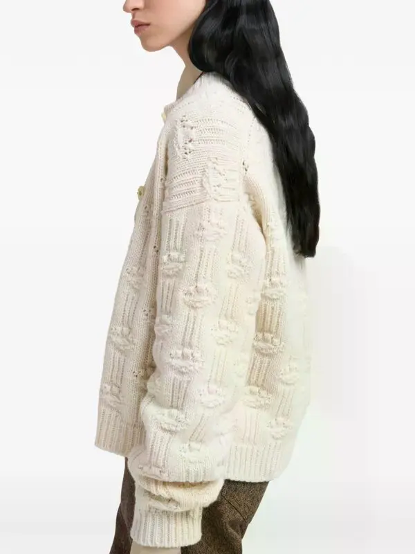 Marni White Fisherman Wool Cashmere Cardigan