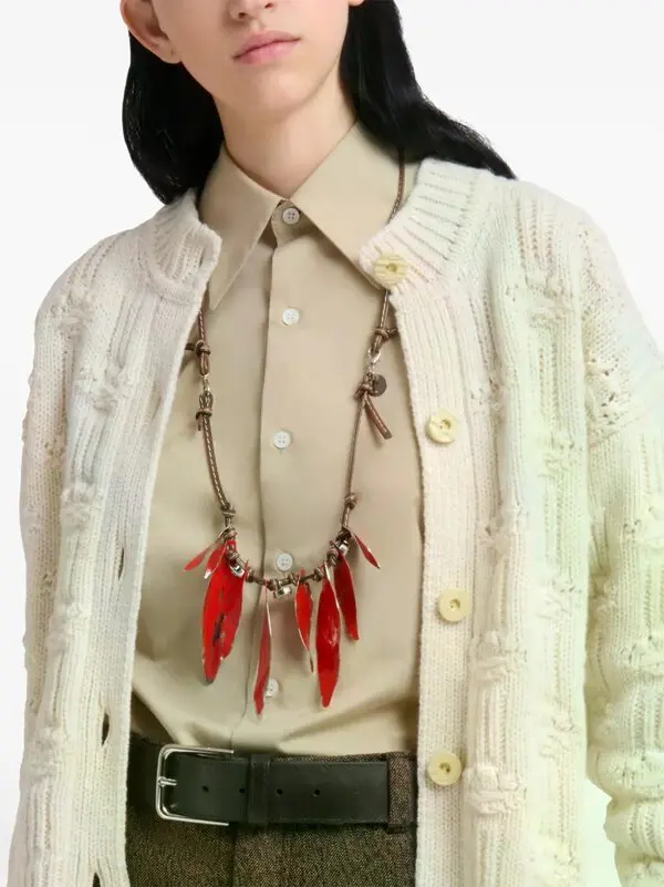 Marni White Fisherman Wool Cashmere Cardigan