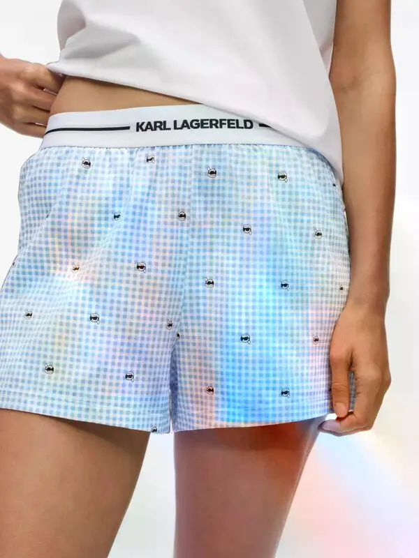Karl Lagerfeld Ikon Gingham-pattern Pajama Shorts