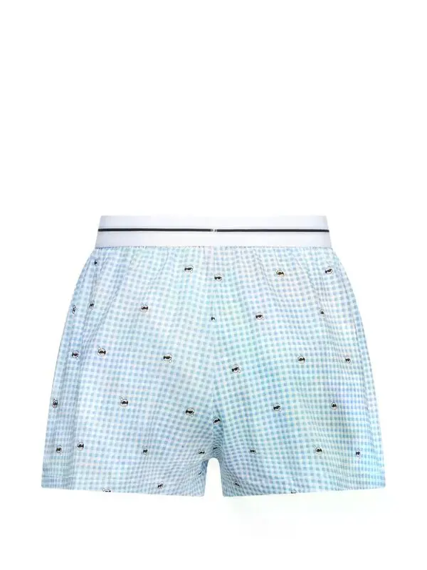 Karl Lagerfeld Ikon Gingham-pattern Pajama Shorts