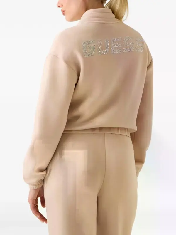 Guess Rhinestone Zip Up Sweatshirt