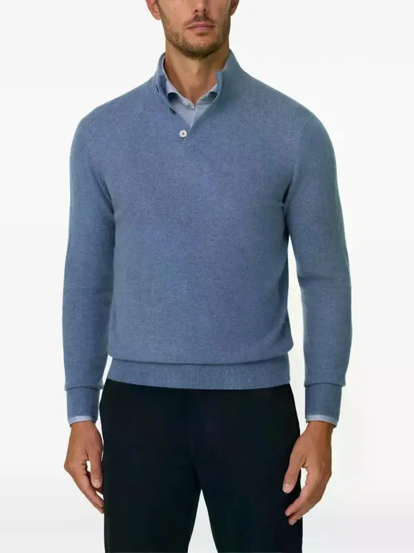 Boggi Milano Roll-neck Jumper Buttons In Wool Cashmere
