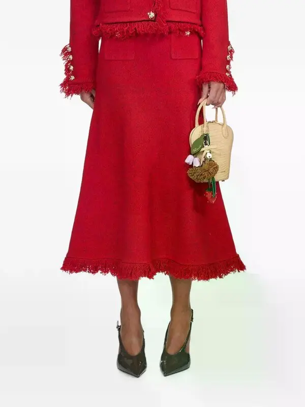 SELF-PORTRAIT Frayed Midi Skirt