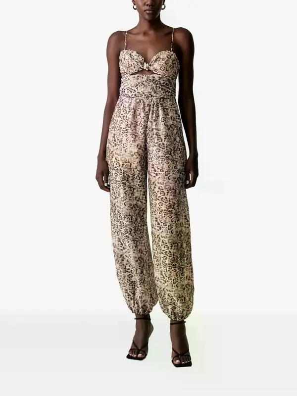 Bardot Yvette Leopard-print Cut-out Jumpsuit - Neutrals