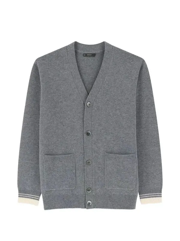 Boggi Milano Cardigan In Superfine Merino Wool - Grey