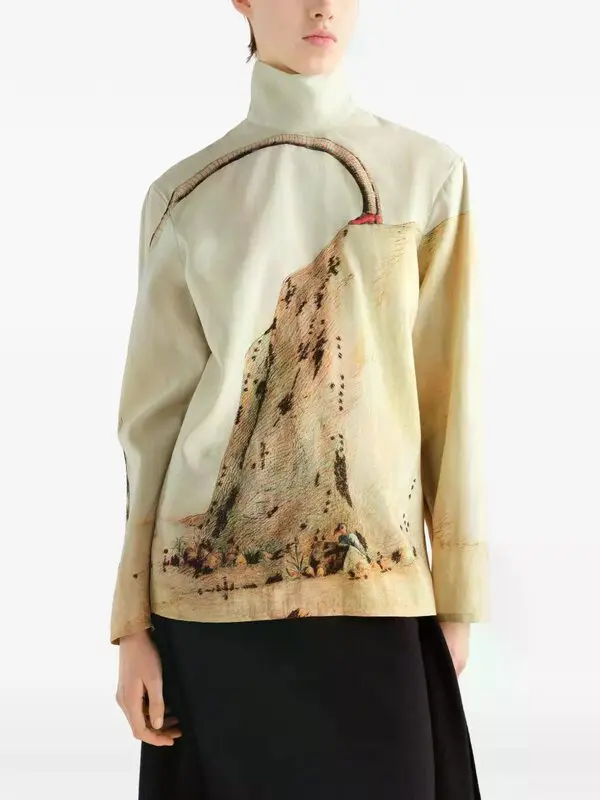 LEMAIRE Stand-collar Top In Salto Mortale Printed Dry Silk