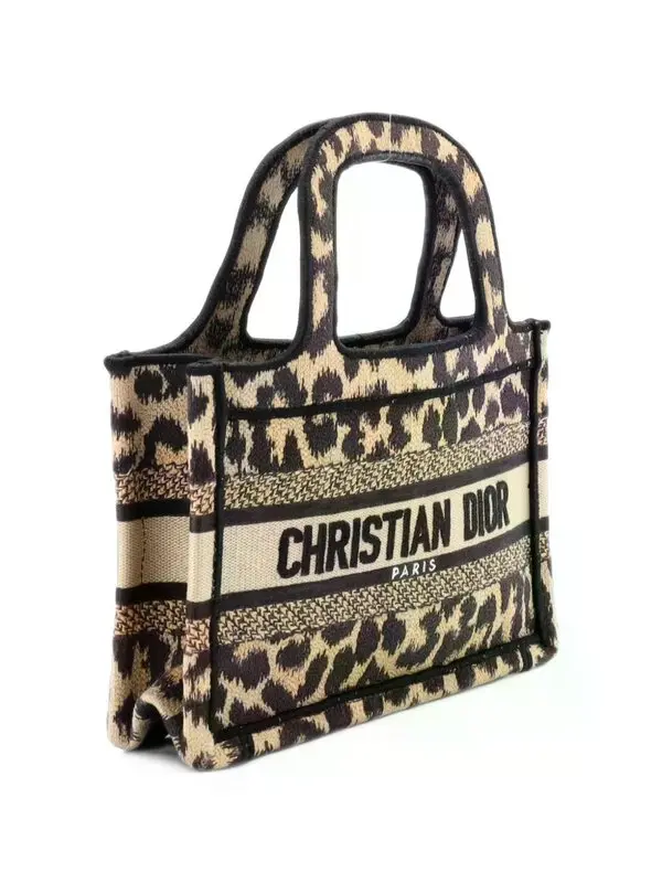 Dior Book Mizza Embroidered Canvas Mini Tote Bag - Brown