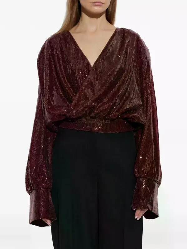 ROTATE BY BIRGER CHRISTENSEN Sequin Top With A V-neck