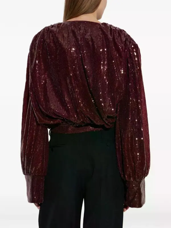 ROTATE BY BIRGER CHRISTENSEN Sequin Top With A V-neck