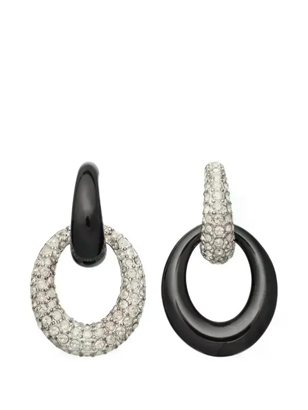 Tory Burch Pierced Pavé Doorknocker Earrings - Silver